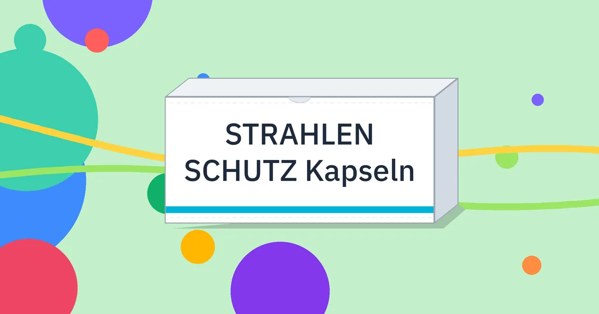Symbolbild: Packung mit der Aufschrift STRAHLEN SCHUTZ Kapseln (PZN 08926553) – Verfügbarkeit und Bezug in Apotheken in Frankfurt am Main