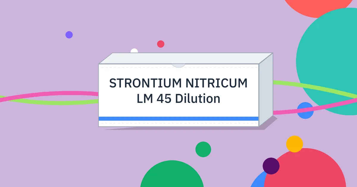 Symbolbild: Packung mit der Aufschrift STRONTIUM NITRICUM LM 45 Dilution (PZN 13204649) – Verfügbarkeit und Bezug in Apotheken in Frankfurt am Main