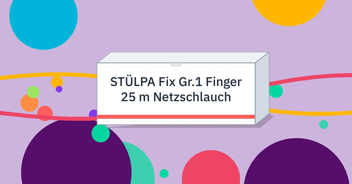 Symbolbild: Packung mit der Aufschrift STÜLPA Fix Gr.1 Finger 25 m Netzschlauch (PZN 08403097) – Verfügbarkeit und Bezug in Apotheken in Frankfurt am Main