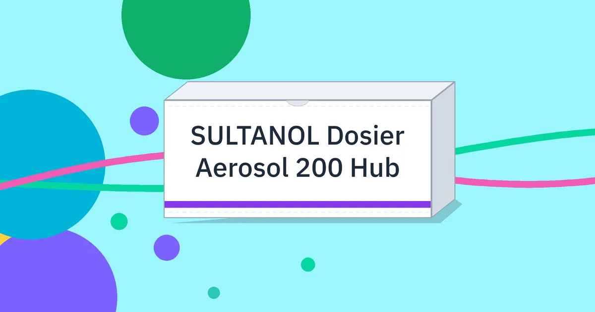 Symbolbild: Packung mit der Aufschrift SULTANOL Dosier Aerosol 200 Hub (PZN 07532970) – Verfügbarkeit und Bezug in Apotheken in Frankfurt am Main