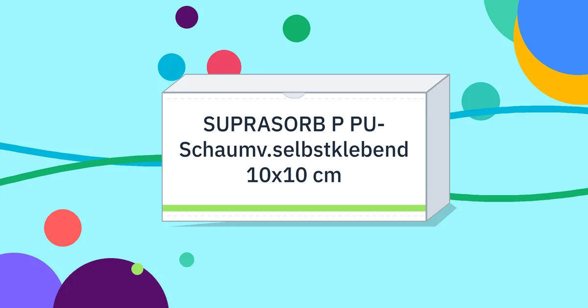 Symbolbild: Packung mit der Aufschrift SUPRASORB P PU-Schaumv.selbstklebend 10x10 cm (PZN 03933494) – Verfügbarkeit und Bezug in Apotheken in Frankfurt am Main