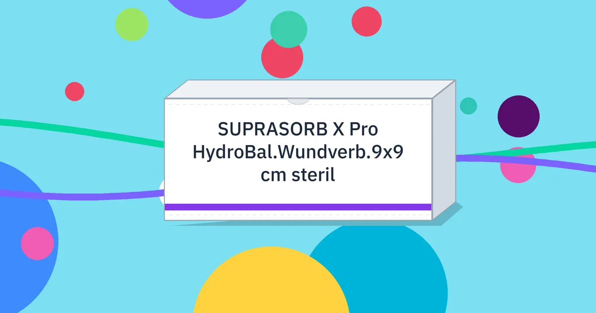 Symbolbild: Packung mit der Aufschrift SUPRASORB X Pro HydroBal.Wundverb.9x9 cm steril (PZN 20845283) – Verfügbarkeit und Bezug in Apotheken in Frankfurt am Main
