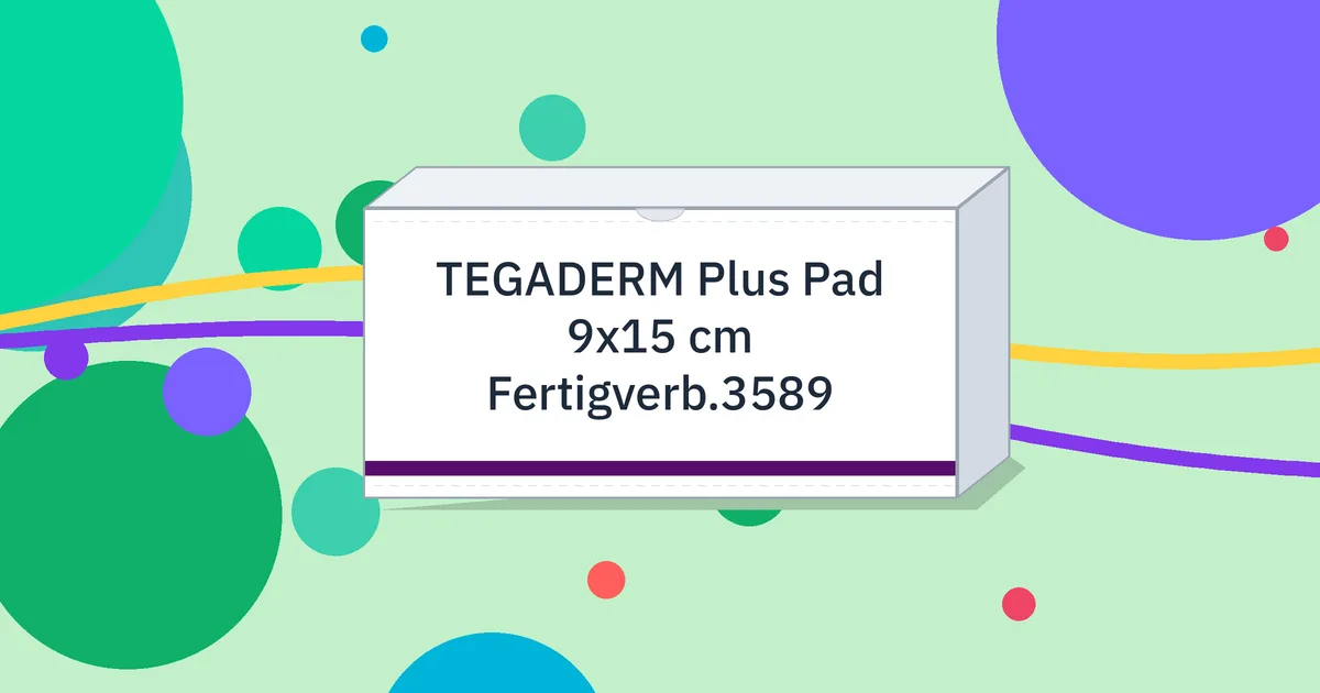 Symbolbild: Packung mit der Aufschrift TEGADERM Plus Pad 9x15 cm Fertigverb.3589 (PZN 13707391) – Verfügbarkeit und Bezug in Apotheken in Frankfurt am Main