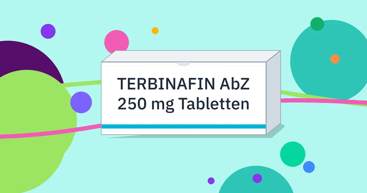 Symbolbild: Packung mit der Aufschrift TERBINAFIN AbZ 250 mg Tabletten (PZN 04258669) – Verfügbarkeit und Bezug in Apotheken in Frankfurt am Main