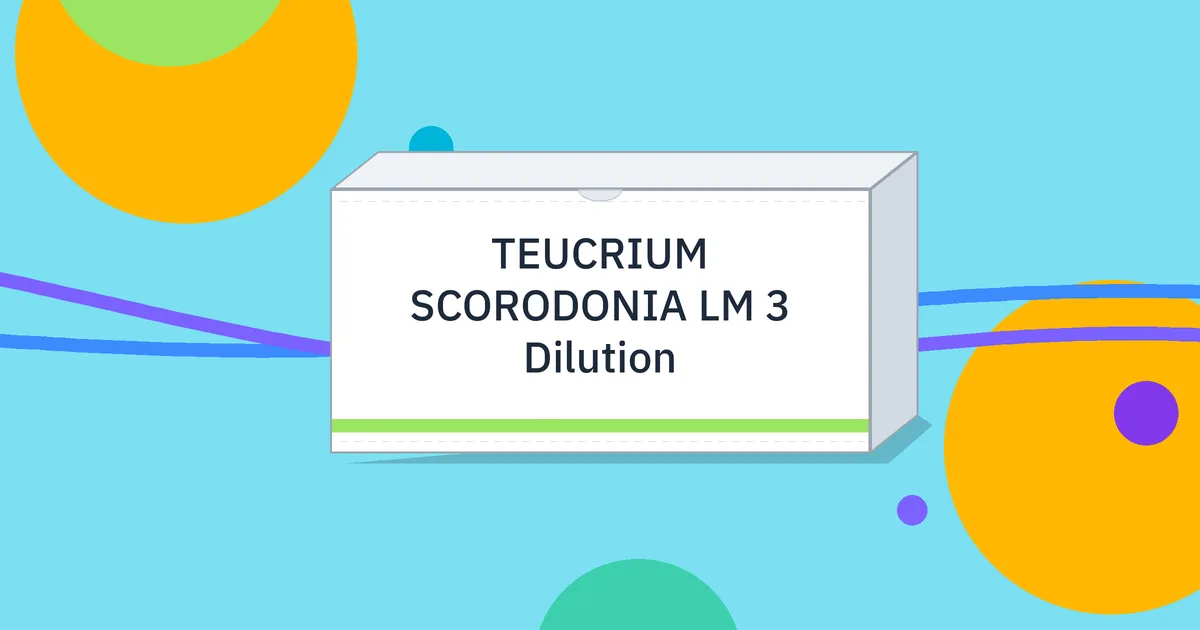 Symbolbild: Packung mit der Aufschrift TEUCRIUM SCORODONIA LM 3 Dilution (PZN 13217451) – Verfügbarkeit und Bezug in Apotheken in Frankfurt am Main