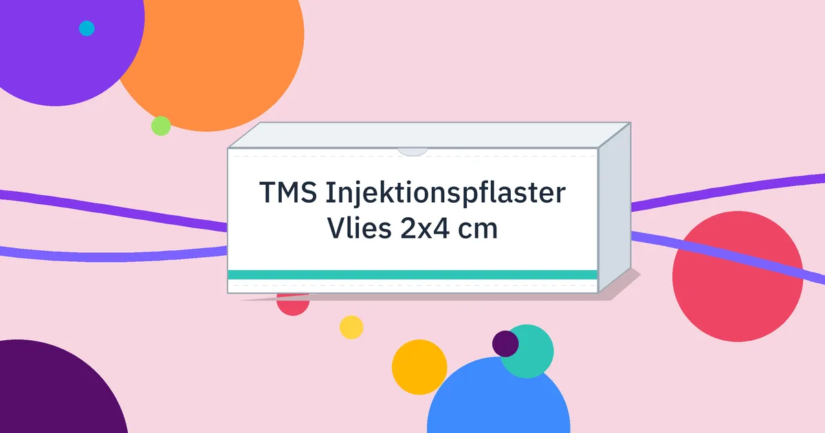 Symbolbild: Packung mit der Aufschrift TMS Injektionspflaster Vlies 2x4 cm (PZN 18316867) – Verfügbarkeit und Bezug in Apotheken in Frankfurt am Main