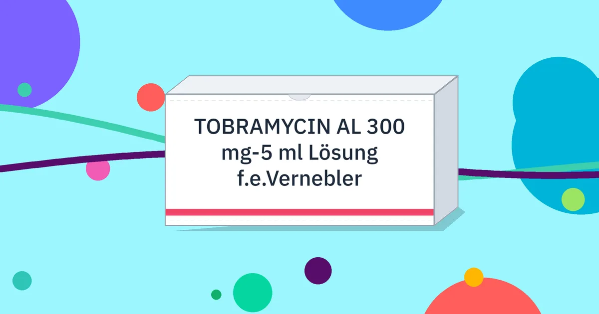 Symbolbild: Packung mit der Aufschrift TOBRAMYCIN AL 300 mg-5 ml Lösung f.e.Vernebler (PZN 18076222) – Verfügbarkeit und Bezug in Apotheken in Frankfurt am Main