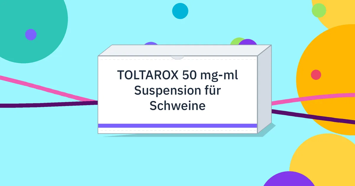 Symbolbild: Packung mit der Aufschrift TOLTAROX 50 mg-ml Suspension für Schweine (PZN 10744049) – Verfügbarkeit und Bezug in Apotheken in Frankfurt am Main