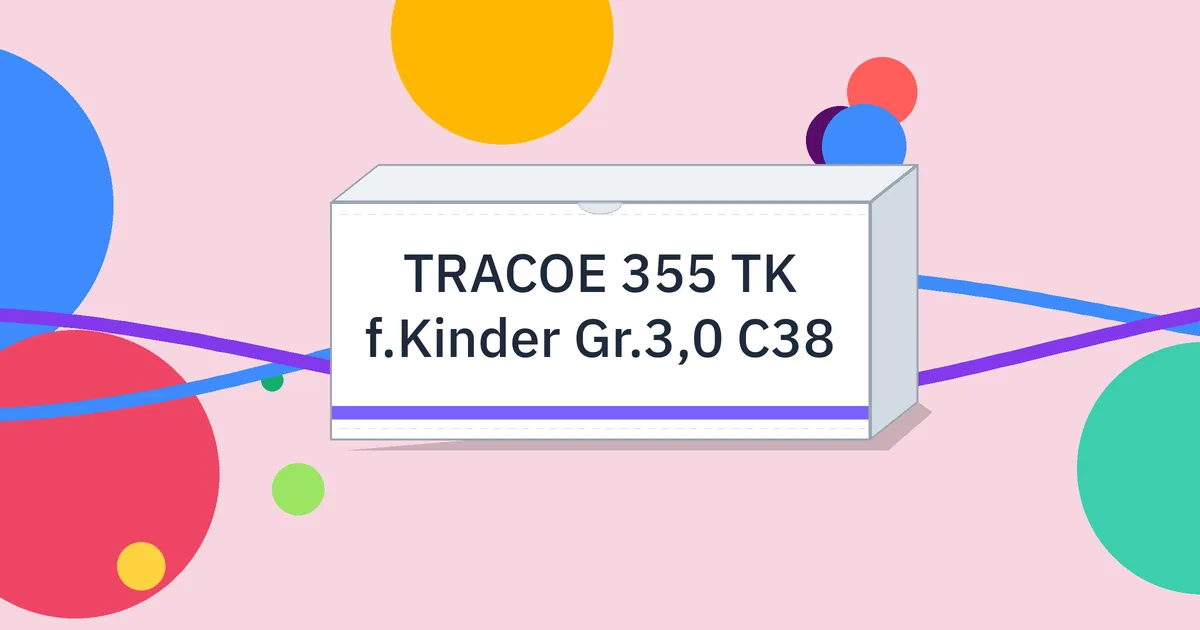 Symbolbild: Packung mit der Aufschrift TRACOE 355 TK f.Kinder Gr.3,0 C38 (PZN 11643847) – Verfügbarkeit und Bezug in Apotheken in Frankfurt am Main
