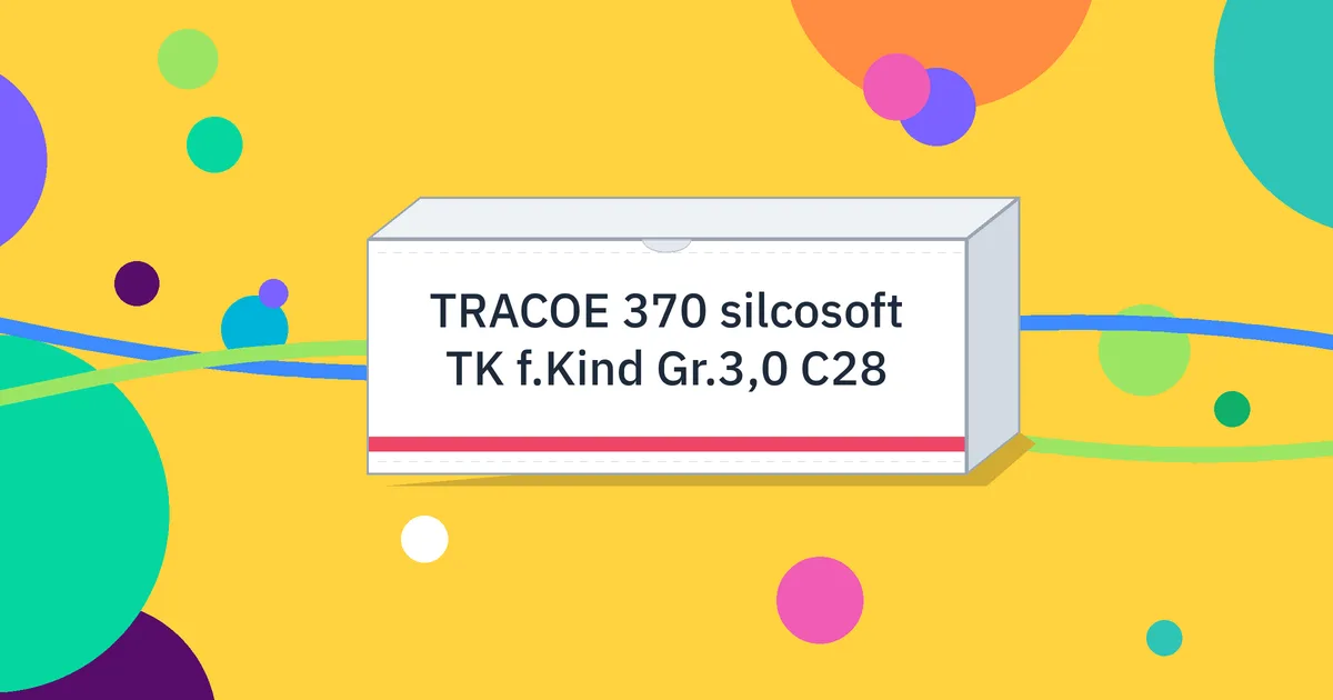 Symbolbild: Packung mit der Aufschrift TRACOE 370 silcosoft TK f.Kind Gr.3,0 C28 (PZN 14314073) – Verfügbarkeit und Bezug in Apotheken in Frankfurt am Main