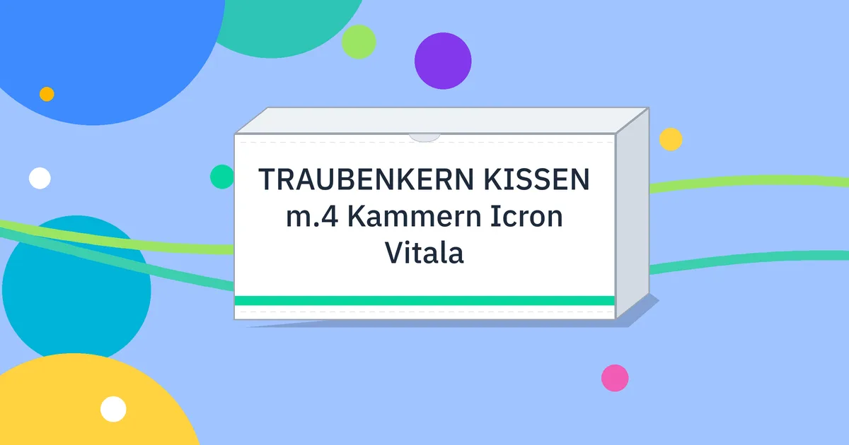 Symbolbild: Packung mit der Aufschrift TRAUBENKERN KISSEN m.4 Kammern Icron Vitala (PZN 02896182) – Verfügbarkeit und Bezug in Apotheken in Frankfurt am Main