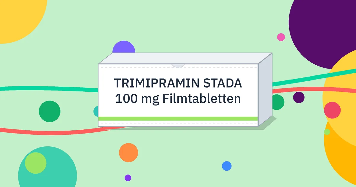 Symbolbild: Packung mit der Aufschrift TRIMIPRAMIN STADA 100 mg Filmtabletten (PZN 03509075) – Verfügbarkeit und Bezug in Apotheken in Frankfurt am Main