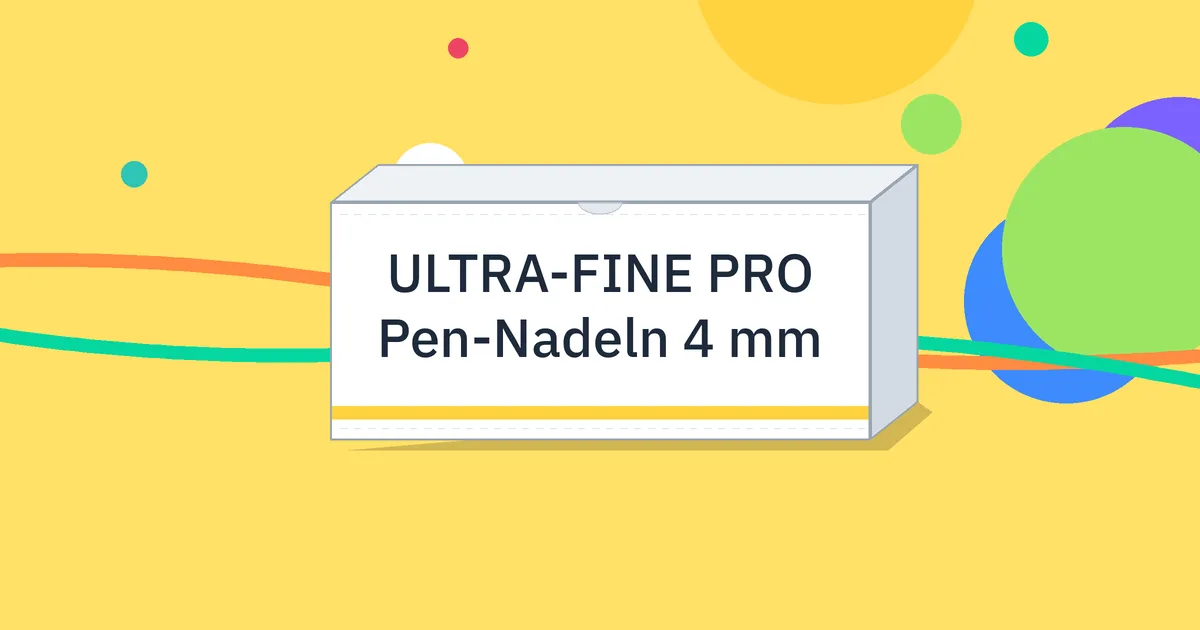 Symbolbild: Packung mit der Aufschrift ULTRA-FINE PRO Pen-Nadeln 4 mm (PZN 20611898) – Verfügbarkeit und Bezug in Apotheken in Frankfurt am Main