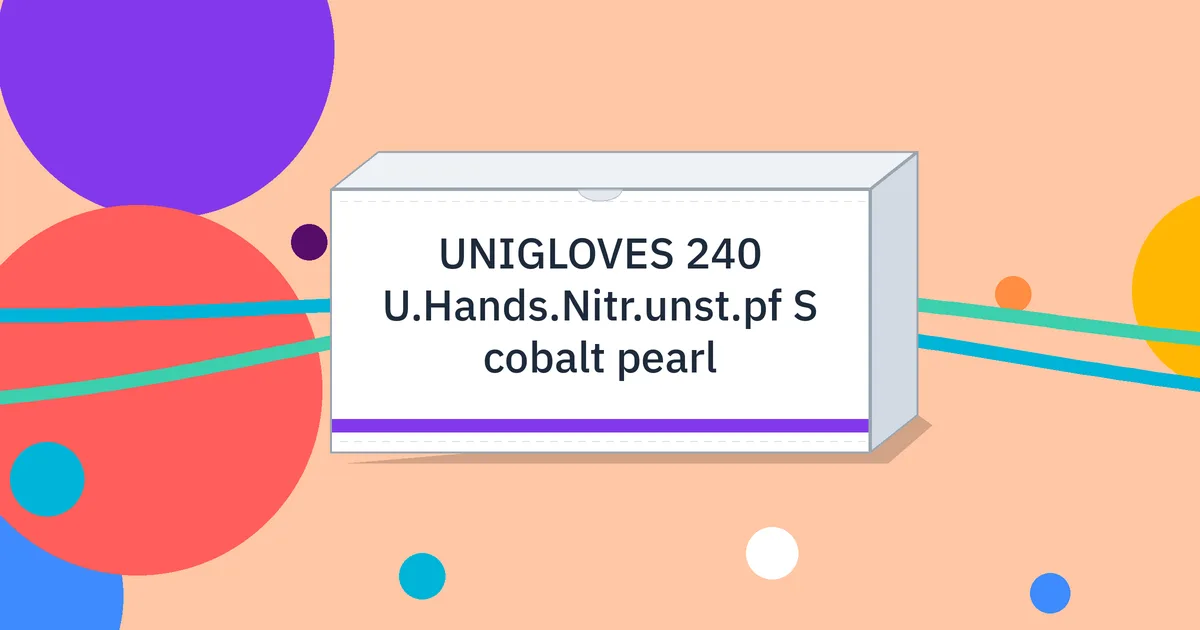 Symbolbild: Packung mit der Aufschrift UNIGLOVES 240 U.Hands.Nitr.unst.pf S cobalt pearl (PZN 18100498) – Verfügbarkeit und Bezug in Apotheken in Frankfurt am Main