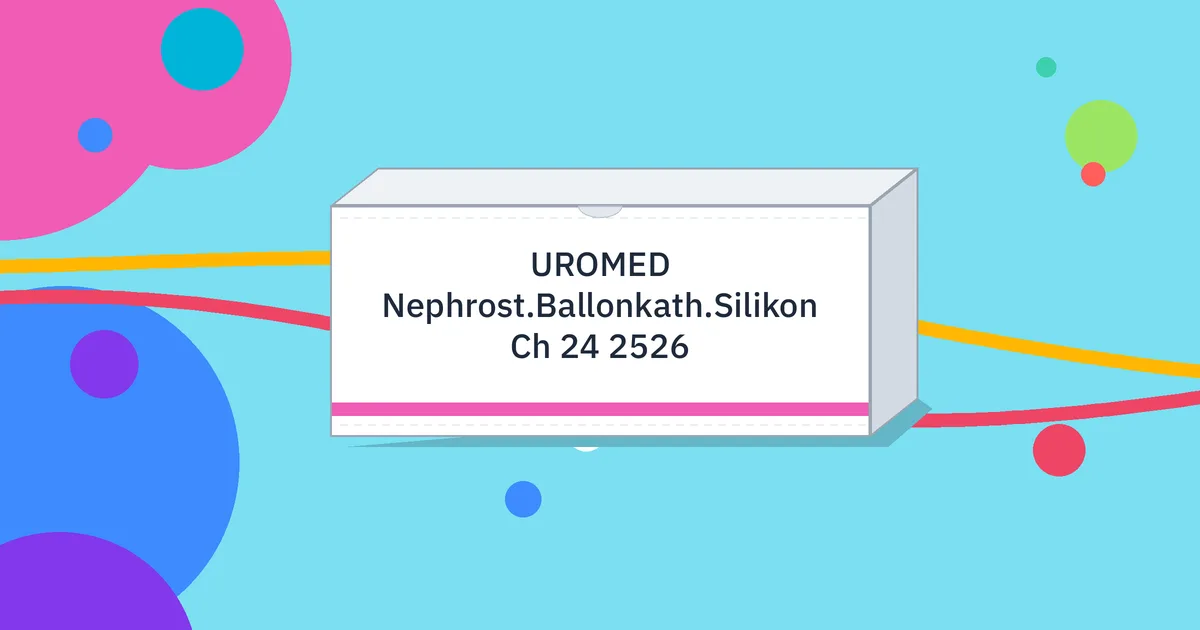 Symbolbild: Packung mit der Aufschrift UROMED Nephrost.Ballonkath.Silikon Ch 24 2526 (PZN 03281212) – Verfügbarkeit und Bezug in Apotheken in Frankfurt am Main