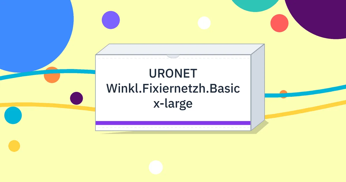 Symbolbild: Packung mit der Aufschrift URONET Winkl.Fixiernetzh.Basic x-large (PZN 00477179) – Verfügbarkeit und Bezug in Apotheken in Frankfurt am Main