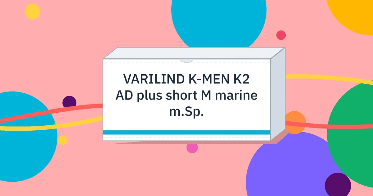 Symbolbild: Packung mit der Aufschrift VARILIND K-MEN K2 AD plus short M marine m.Sp. (PZN 20569417) – Verfügbarkeit und Bezug in Apotheken in Frankfurt am Main