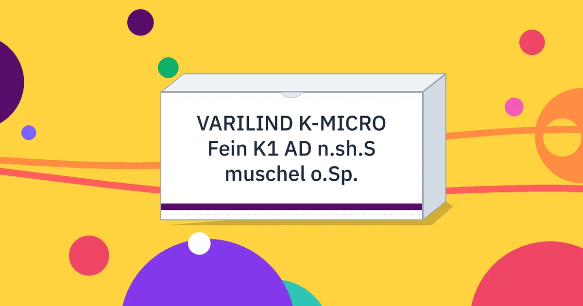 Symbolbild: Packung mit der Aufschrift VARILIND K-MICRO Fein K1 AD n.sh.S muschel o.Sp. (PZN 20558276) – Verfügbarkeit und Bezug in Apotheken in Frankfurt am Main