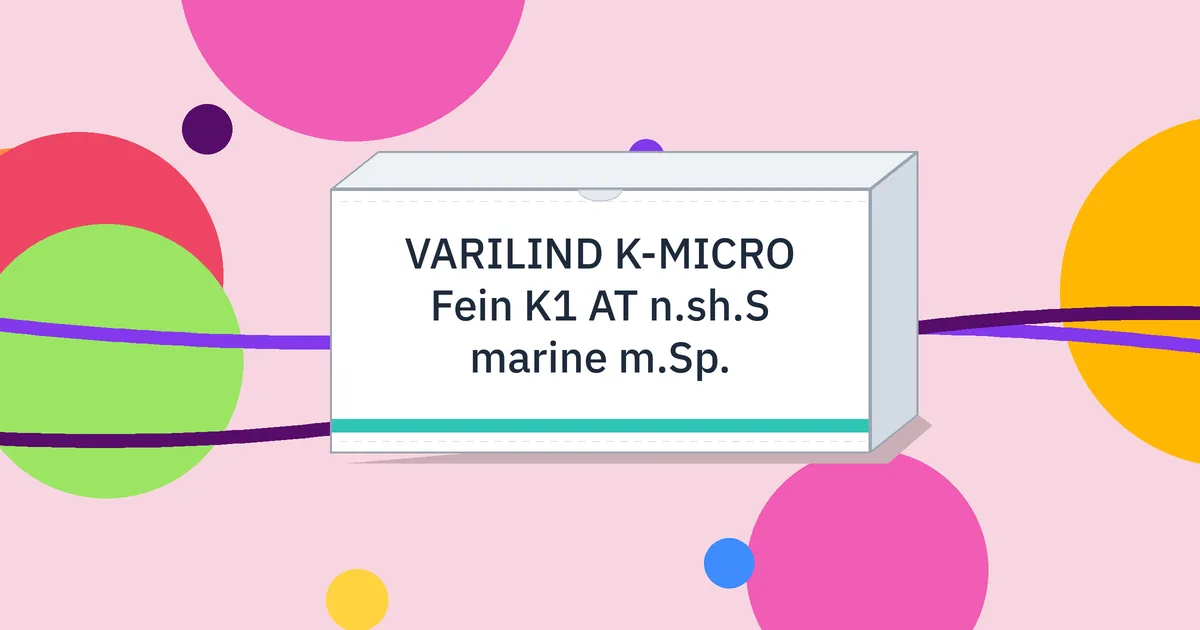 Symbolbild: Packung mit der Aufschrift VARILIND K-MICRO Fein K1 AT n.sh.S marine m.Sp. (PZN 20551920) – Verfügbarkeit und Bezug in Apotheken in Frankfurt am Main