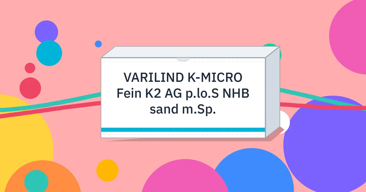 Symbolbild: Packung mit der Aufschrift VARILIND K-MICRO Fein K2 AG p.lo.S NHB sand m.Sp. (PZN 20555881) – Verfügbarkeit und Bezug in Apotheken in Frankfurt am Main