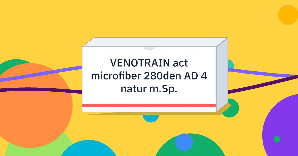 Symbolbild: Packung mit der Aufschrift VENOTRAIN act microfiber 280den AD 4 natur m.Sp. (PZN 16209392) – Verfügbarkeit und Bezug in Apotheken in Frankfurt am Main