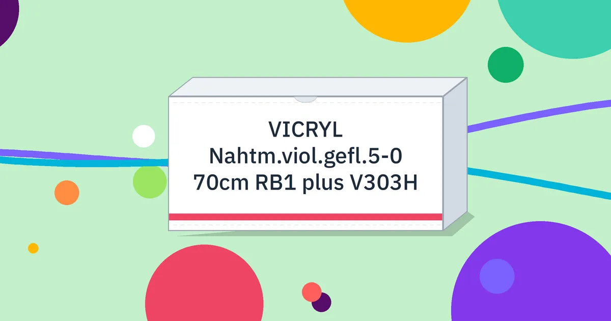 Symbolbild: Packung mit der Aufschrift VICRYL Nahtm.viol.gefl.5-0 70cm RB1 plus V303H (PZN 16039228) – Verfügbarkeit und Bezug in Apotheken in Frankfurt am Main