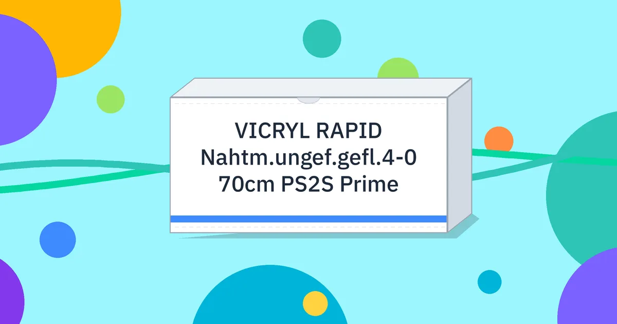 Symbolbild: Packung mit der Aufschrift VICRYL RAPID Nahtm.ungef.gefl.4-0 70cm PS2S Prime (PZN 18793739) – Verfügbarkeit und Bezug in Apotheken in Frankfurt am Main