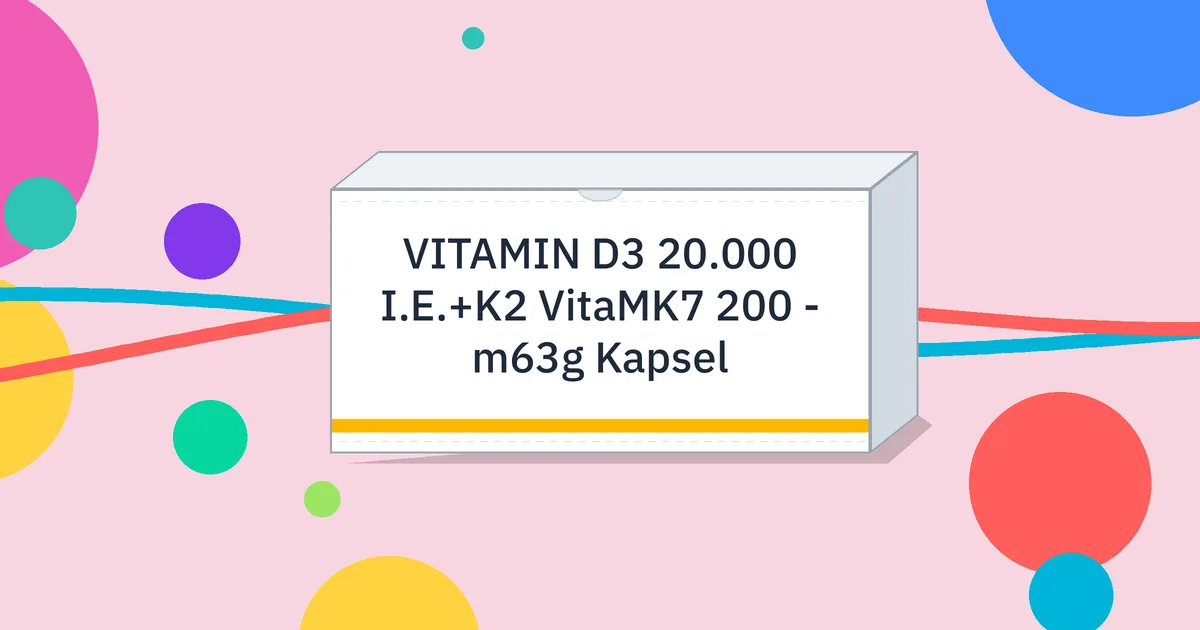 Symbolbild: Packung mit der Aufschrift VITAMIN D3 20.000 I.E.+K2 VitaMK7 200 -m63g Kapsel (PZN 15893877) – Verfügbarkeit und Bezug in Apotheken in Frankfurt am Main