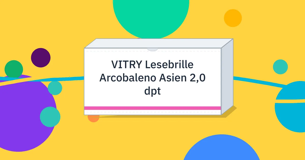Symbolbild: Packung mit der Aufschrift VITRY Lesebrille Arcobaleno Asien 2,0 dpt (PZN 15607742) – Verfügbarkeit und Bezug in Apotheken in Frankfurt am Main