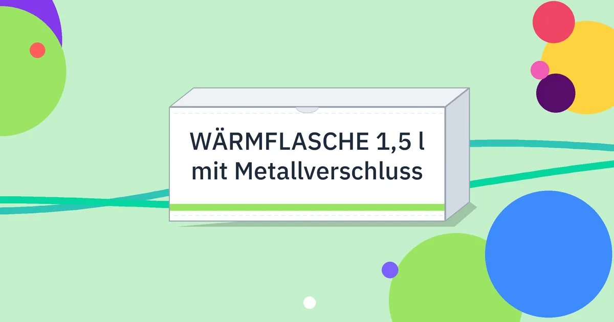 Symbolbild: Packung mit der Aufschrift WÄRMFLASCHE 1,5 l mit Metallverschluss (PZN 01740348) – Verfügbarkeit und Bezug in Apotheken in Frankfurt am Main