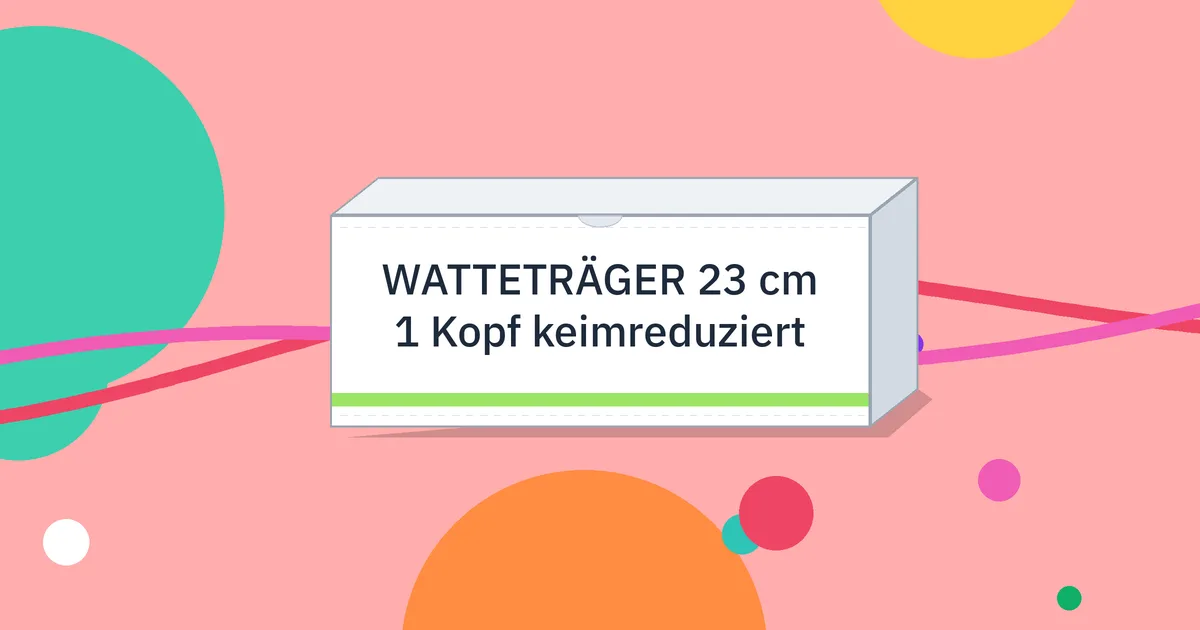 Symbolbild: Packung mit der Aufschrift WATTETRÄGER 23 cm 1 Kopf keimreduziert (PZN 14400370) – Verfügbarkeit und Bezug in Apotheken in Frankfurt am Main