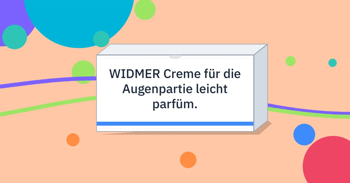 Symbolbild: Packung mit der Aufschrift WIDMER Creme für die Augenpartie leicht parfüm. (PZN 09921606) – Verfügbarkeit und Bezug in Apotheken in Frankfurt am Main