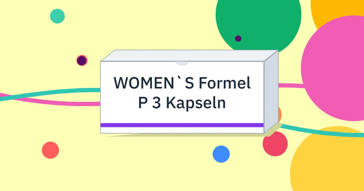 Symbolbild: Packung mit der Aufschrift WOMEN`S Formel P 3 Kapseln (PZN 12654379) – Verfügbarkeit und Bezug in Apotheken in Frankfurt am Main