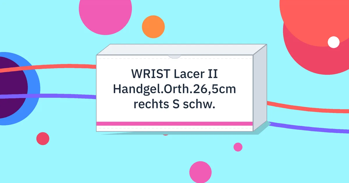 Symbolbild: Packung mit der Aufschrift WRIST Lacer II Handgel.Orth.26,5cm rechts S schw. (PZN 14048393) – Verfügbarkeit und Bezug in Apotheken in Frankfurt am Main