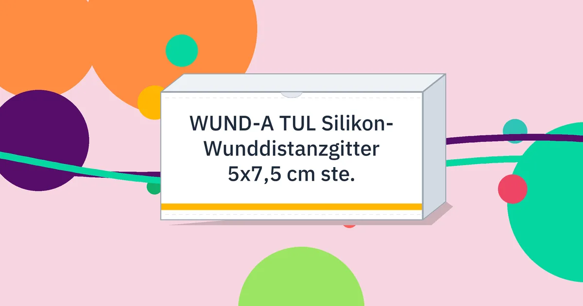 Symbolbild: Packung mit der Aufschrift WUND-A TUL Silikon-Wunddistanzgitter 5x7,5 cm ste. (PZN 20159659) – Verfügbarkeit und Bezug in Apotheken in Frankfurt am Main