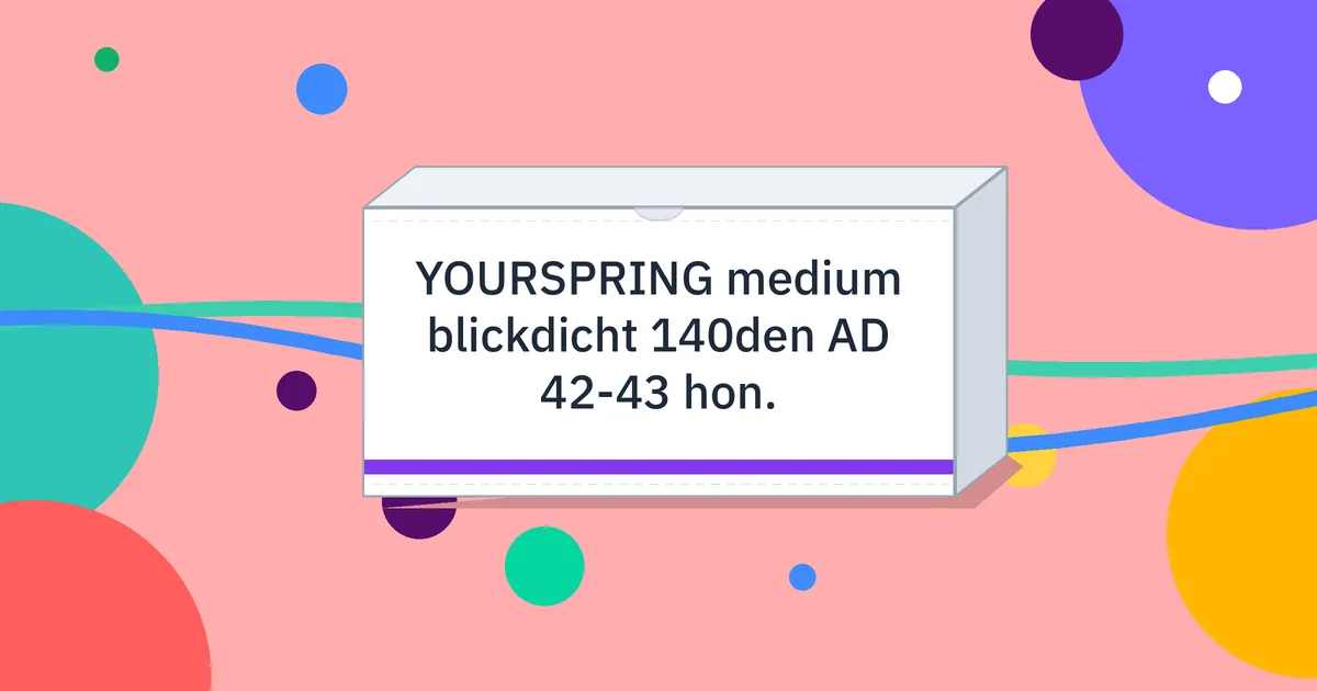 Symbolbild: Packung mit der Aufschrift YOURSPRING medium blickdicht 140den AD 42-43 hon. (PZN 18057785) – Verfügbarkeit und Bezug in Apotheken in Frankfurt am Main