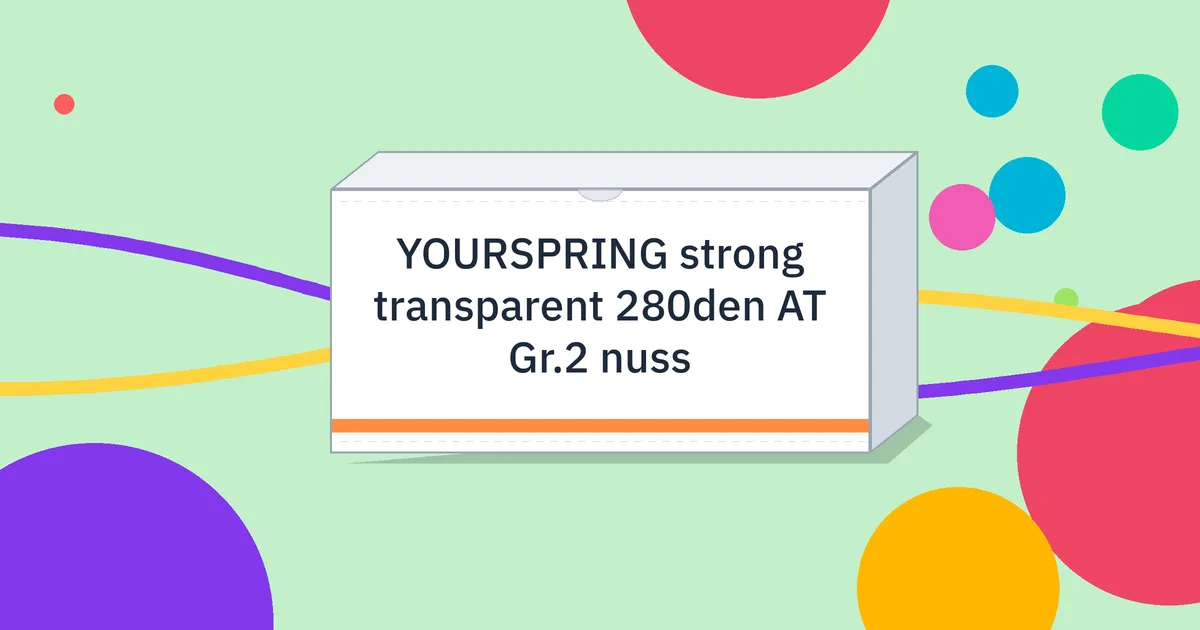 Symbolbild: Packung mit der Aufschrift YOURSPRING strong transparent 280den AT Gr.2 nuss (PZN 18058201) – Verfügbarkeit und Bezug in Apotheken in Frankfurt am Main