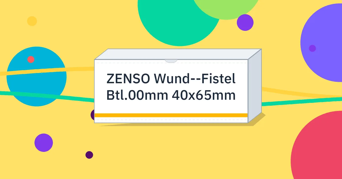 Symbolbild: Packung mit der Aufschrift ZENSO Wund--Fistel Btl.00mm 40x65mm (PZN 20087090) – Verfügbarkeit und Bezug in Apotheken in Frankfurt am Main