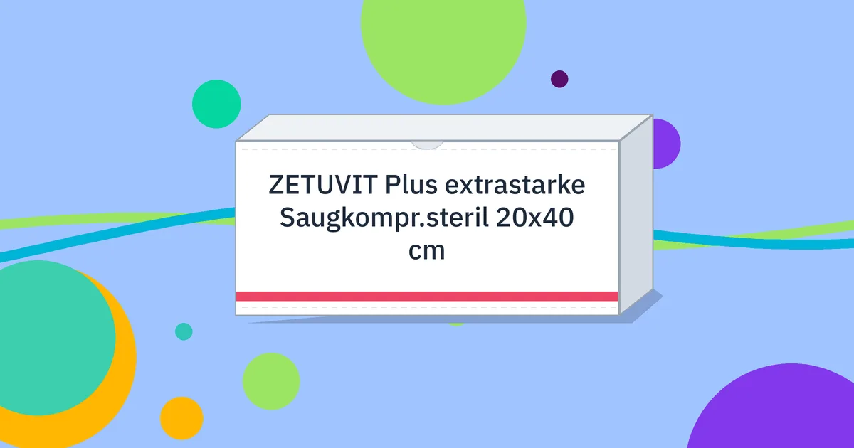 Symbolbild: Packung mit der Aufschrift ZETUVIT Plus extrastarke Saugkompr.steril 20x40 cm (PZN 20347556) – Verfügbarkeit und Bezug in Apotheken in Frankfurt am Main