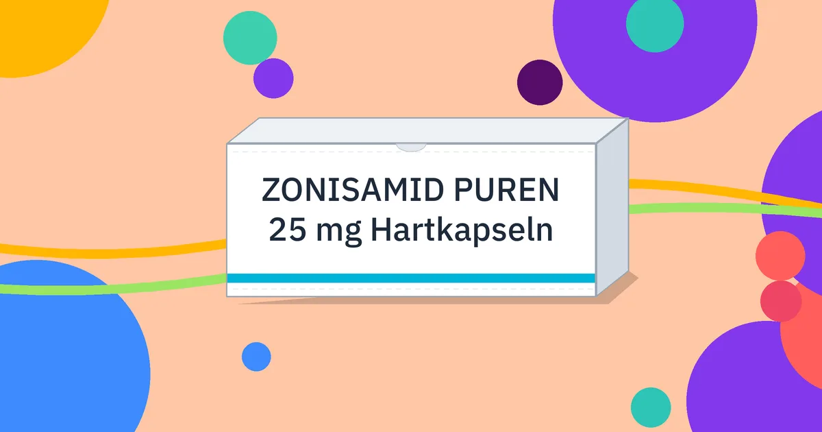 Symbolbild: Packung mit der Aufschrift ZONISAMID PUREN 25 mg Hartkapseln (PZN 19177132) – Verfügbarkeit und Bezug in Apotheken in Frankfurt am Main