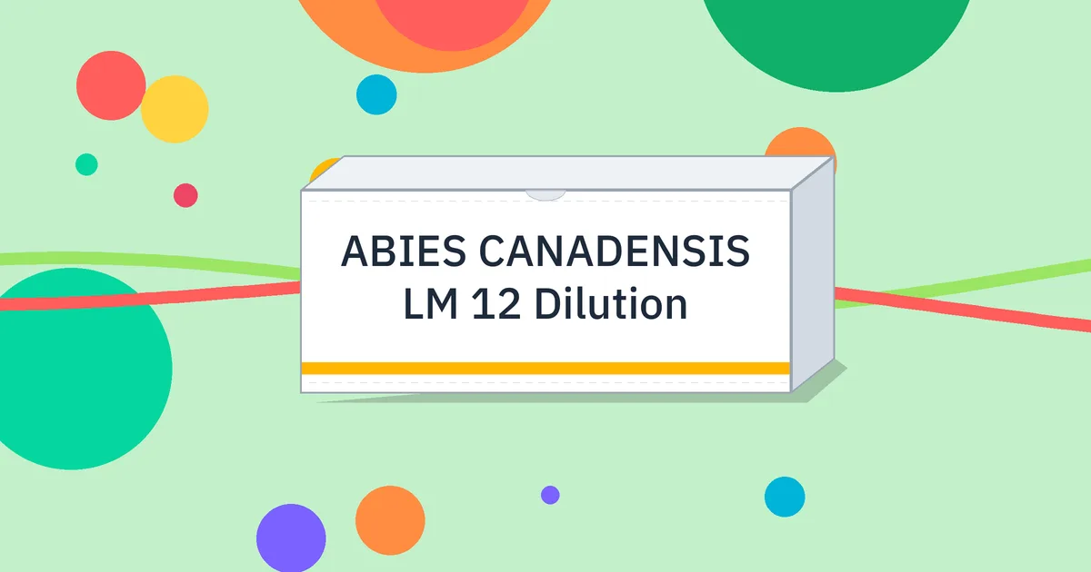 Symbolbild: Packung mit der Aufschrift ABIES CANADENSIS LM 12 Dilution (PZN 13259455) – Verfügbarkeit und Bezug in Apotheken in Frankfurt am Main