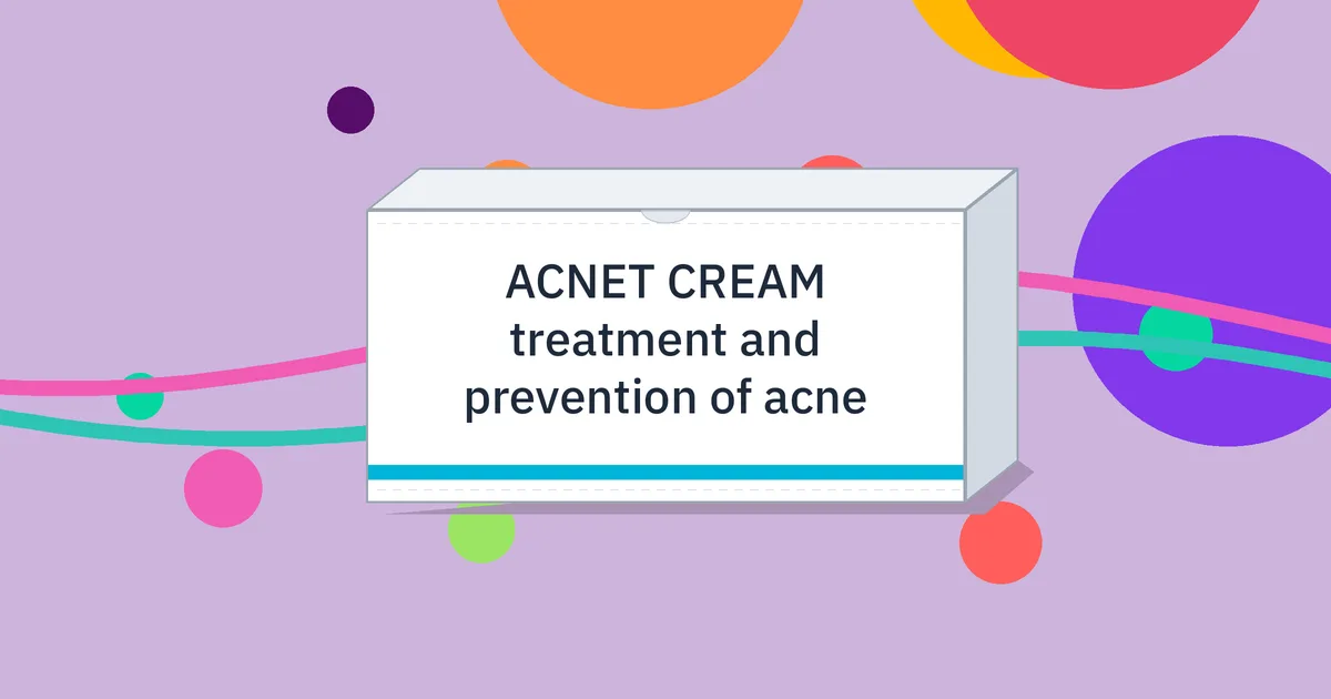Symbolbild: Packung mit der Aufschrift ACNET CREAM treatment and prevention of acne (PZN 12478327) – Verfügbarkeit und Bezug in Apotheken in Frankfurt am Main