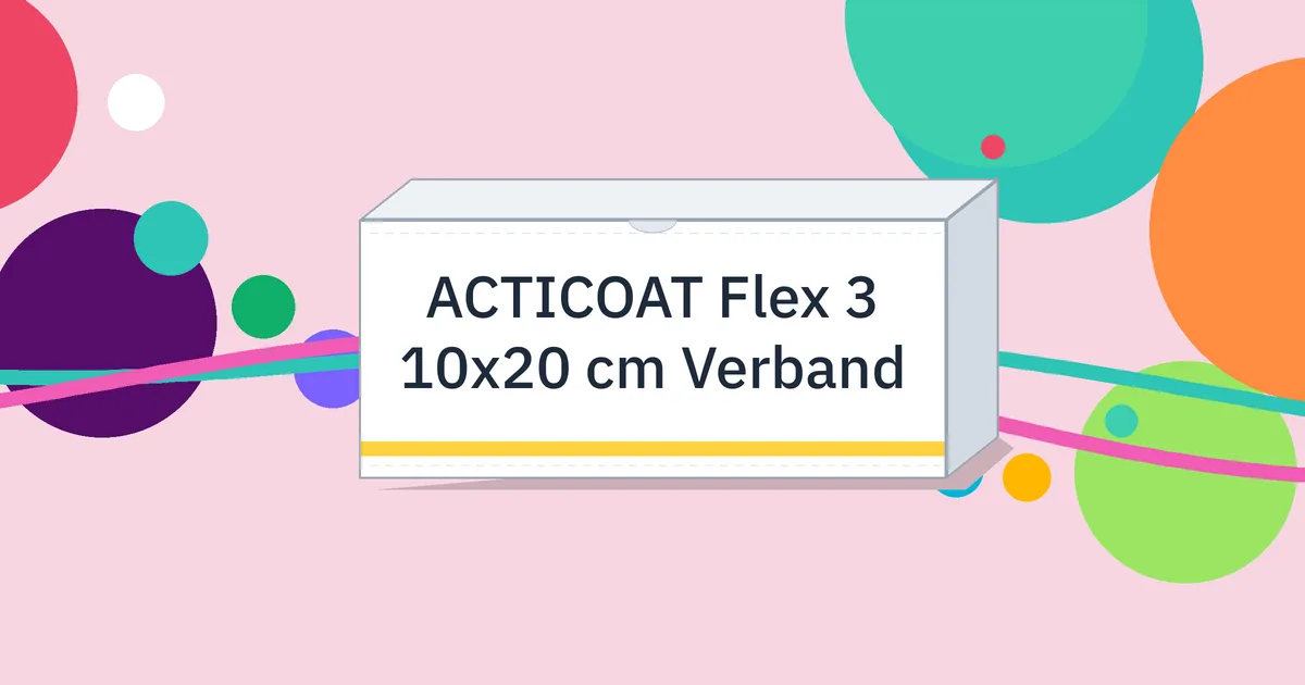 Symbolbild: Packung mit der Aufschrift ACTICOAT Flex 3 10x20 cm Verband (PZN 14034020) – Verfügbarkeit und Bezug in Apotheken in Frankfurt am Main