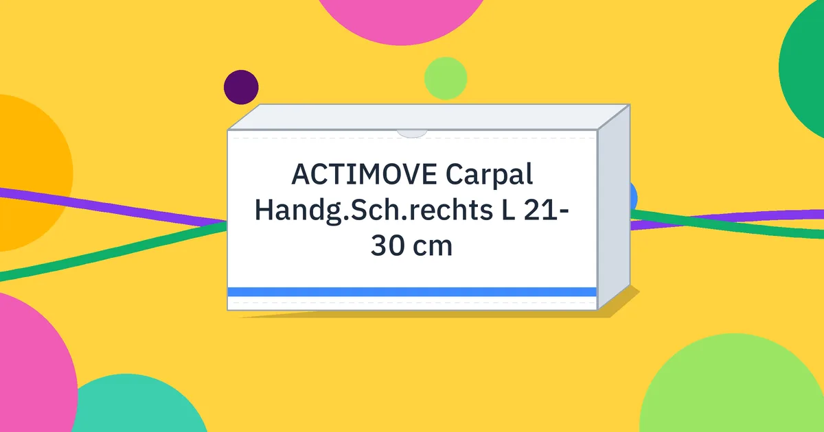Symbolbild: Packung mit der Aufschrift ACTIMOVE Carpal Handg.Sch.rechts L 21-30 cm (PZN 17949168) – Verfügbarkeit und Bezug in Apotheken in Frankfurt am Main