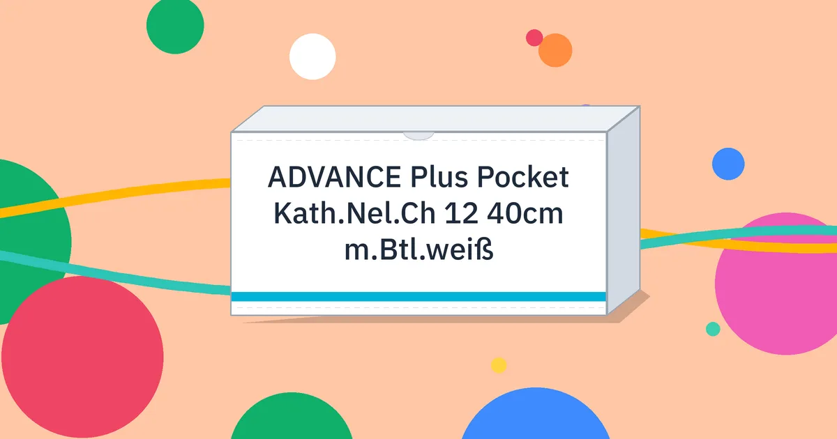 Symbolbild: Packung mit der Aufschrift ADVANCE Plus Pocket Kath.Nel.Ch 12 40cm m.Btl.weiß (PZN 09928028) – Verfügbarkeit und Bezug in Apotheken in Frankfurt am Main