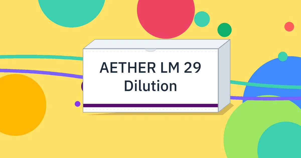 Symbolbild: Packung mit der Aufschrift AETHER LM 29 Dilution (PZN 13300525) – Verfügbarkeit und Bezug in Apotheken in Frankfurt am Main