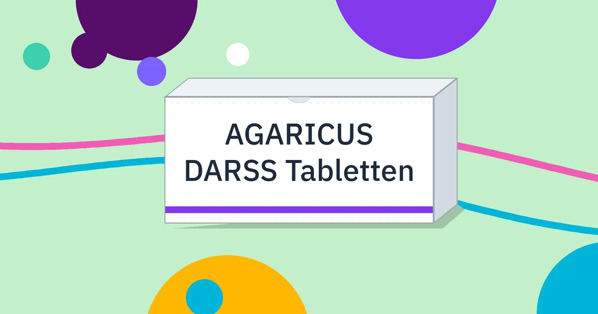 Symbolbild: Packung mit der Aufschrift AGARICUS DARSS Tabletten (PZN 12800800) – Verfügbarkeit und Bezug in Apotheken in Frankfurt am Main