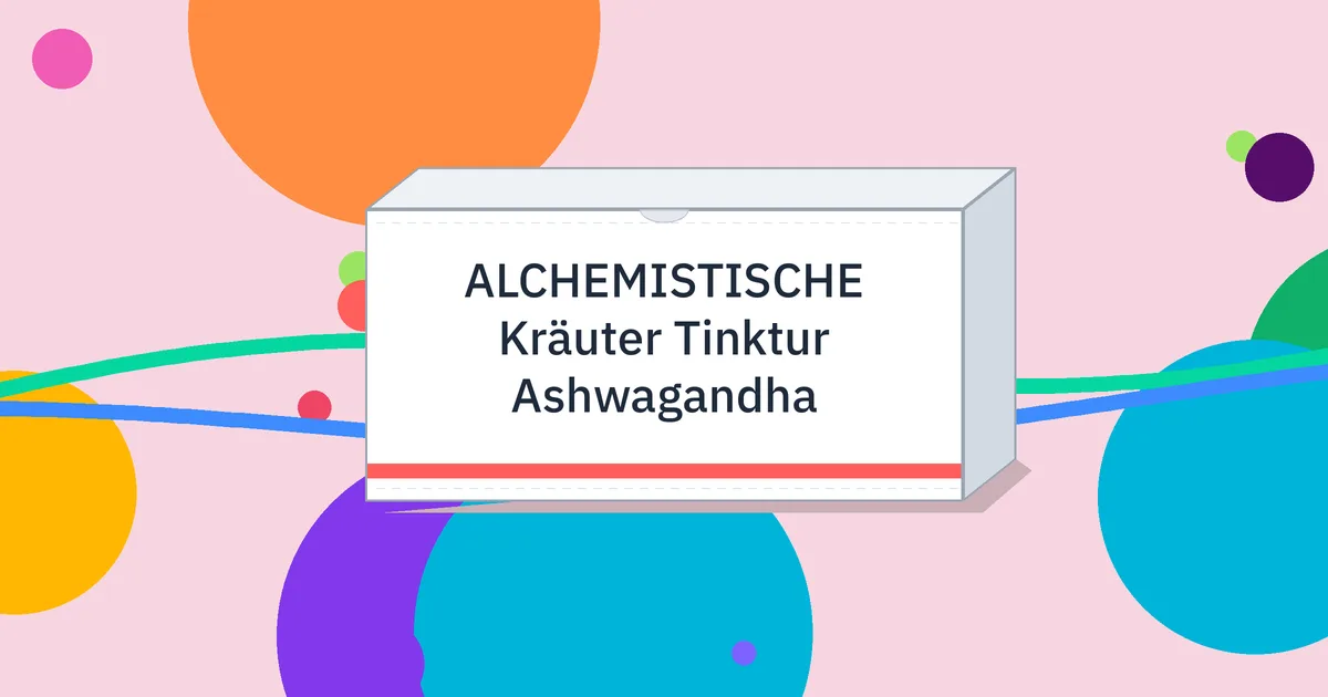 Symbolbild: Packung mit der Aufschrift ALCHEMISTISCHE Kräuter Tinktur Ashwagandha (PZN 17418229) – Verfügbarkeit und Bezug in Apotheken in Frankfurt am Main