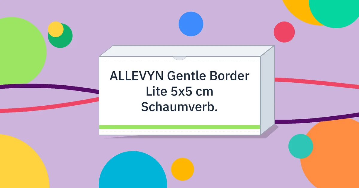 Symbolbild: Packung mit der Aufschrift ALLEVYN Gentle Border Lite 5x5 cm Schaumverb. (PZN 14027675) – Verfügbarkeit und Bezug in Apotheken in Frankfurt am Main