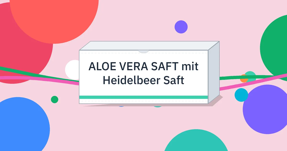 Symbolbild: Packung mit der Aufschrift ALOE VERA SAFT mit Heidelbeer Saft (PZN 08446132) – Verfügbarkeit und Bezug in Apotheken in Frankfurt am Main
